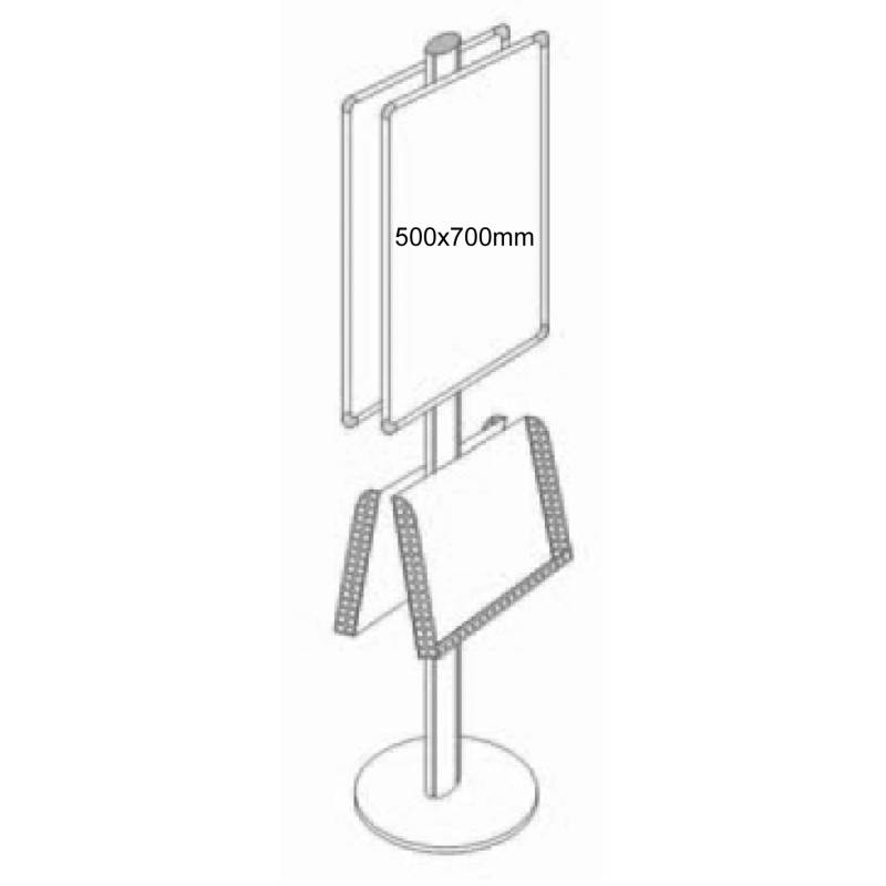 Columna One 2 caras con marco para cartel 50x70 cm. y 1 bandeja