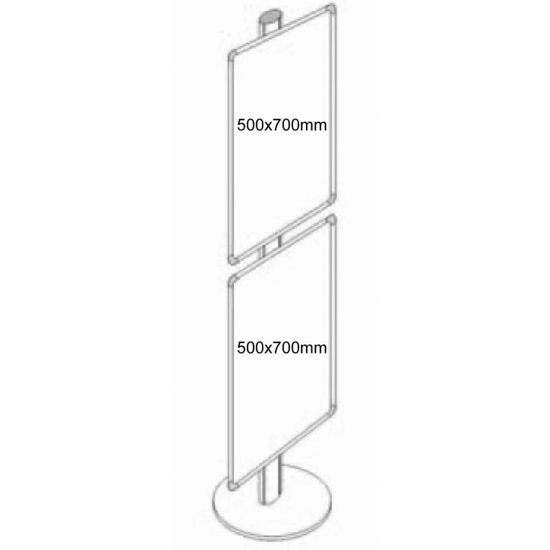 Columna 1 cara con 2 marcos para cartel 50x70 cm.