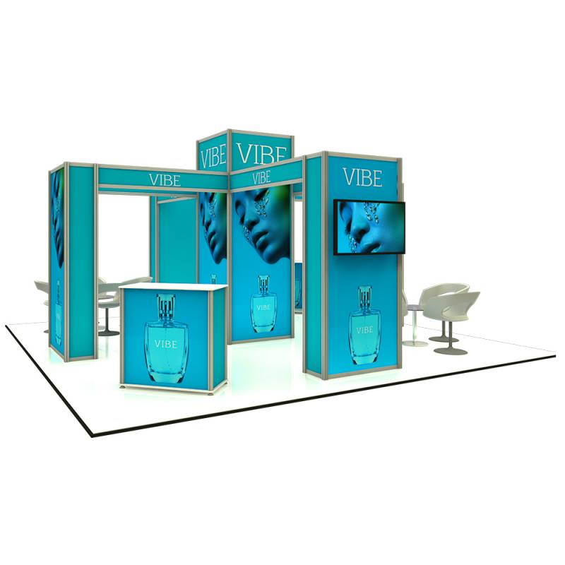 Stand Linear 36 m² - Diseño en isla.